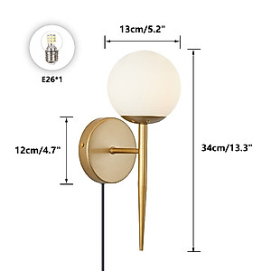 BOKT Modern Small 20-Lights LED Sputnik Chandelier Brushed Brass Gold Sputnik Chandelier Mid Century Modern Globe Wall Sconce Set of Two Plug in Cord Brushed Gold Bathroom Wall Sconce Light