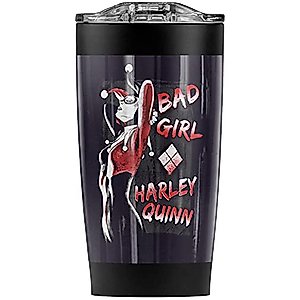 Logovision Harley Quinn Bad Girl Stainless Steel Tumbler 20 oz Coffee Travel Mug/Cup, Vacuum Insulated & Double Wall with Leakproof Sliding Lid | Great for Hot Drinks and Cold Beverages