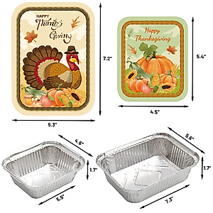 WorldBazaar Thanksgiving Aluminum Food Containers with Lids 24PCS Thanksgiving Leftover Containers with Lids 2 Size Disposable Turkey Aluminum Containers Thanksgiving Party Supplies