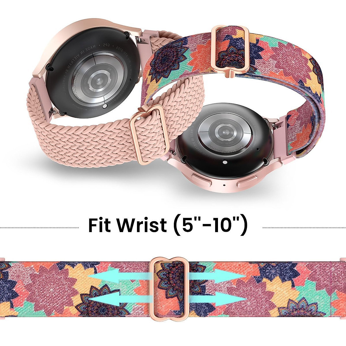 Delidigi Stretchy Bands Compatible with Samsung Galaxy Watch 7/6/5/4 40mm 44mm, Watch 6 Classic 43mm 47mm, Watch 5 Pro 45mm, Watch 4 Classic 42mm 46mm, Watch FE 40mm, Watch Active 2, 20mm Nylon Straps