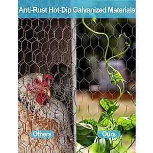 16in x 82ft Chicken Wire, TOYPOPOR 40cm x 25m Poultry Wire Netting Hexagonal Galvanized Mesh Garden Fence Barrier for Pet Rabbit Chicken Fencing (16In x 82FT)