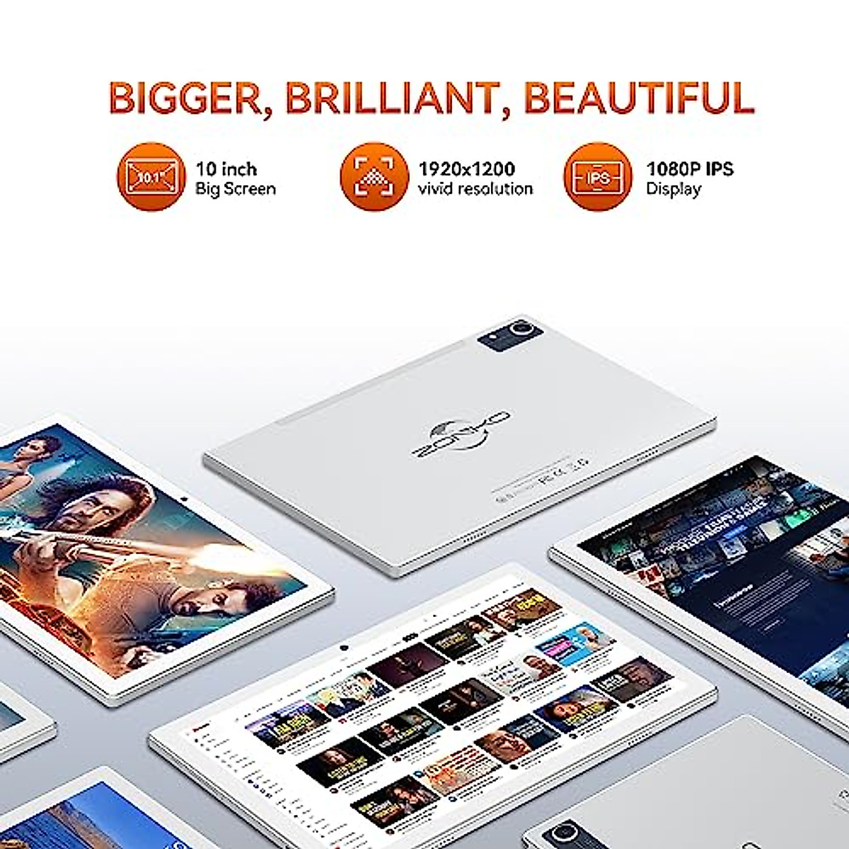 【2023 Newest Tablet】Android 12 Tablet with Keyboard, 16(8+8)GB RAM 128GB ROM 1TB Expand Tablets 10 inch, 2.4G/5G WiFi Tablet Android, Octa-Core 1920 * 1200 IPS Display 13MP Camera, 7000mAh GPS, Silver
