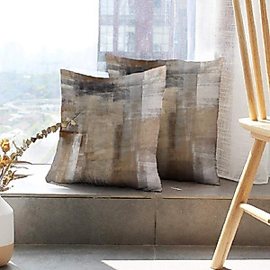 ONELZ Abstract Art Throw Pillow Covers, Brown and Beige Abstract Art Painting Double-Sided Cushion Cover 18 x 18 Decorative Home Gift Bed Pillowcase, Abstract Art 12