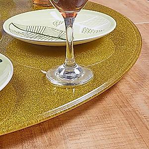 360° Swivel Tray,Round Glass Table Top,Tempered Glass Lazy Susan Turntable for Dining Table,Rotating Serving Plate,Stable and Not Easy to Tilt,31″/35″/39″/43″/47″ - Golden Sand