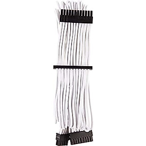 CORSAIR Premium Individually Sleeved ATX 24-Pin Cable Type 4 Gen 4 – White, for Corsair PSUs