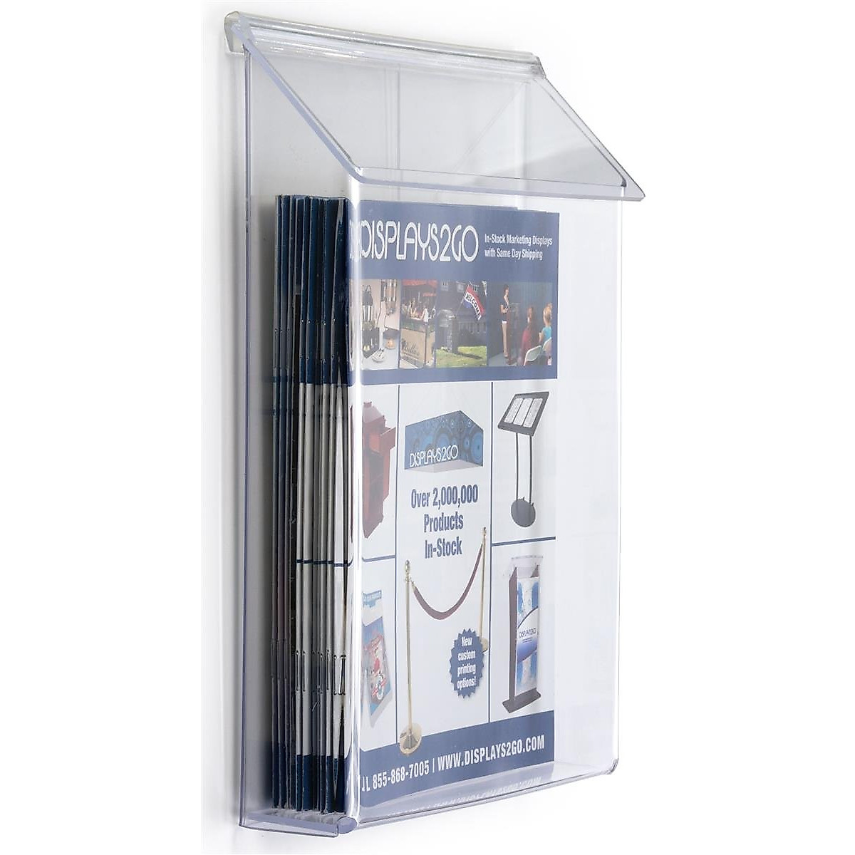 Displays2go 8.5 x 11 Inch Indoor/Outdoor Literature Display, Plexi Wall Magazine Holder (OPD85CL)