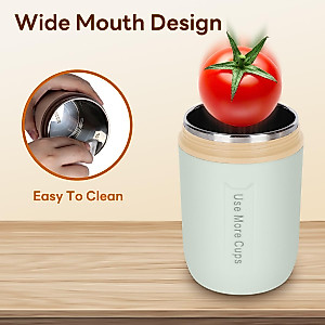 ALXBSONE 20 Oz Insulated Food Jar Stainless Steel Container Thermos with Folding Spoon for Hot or Cold Food, Soups, Oatmeal Milk Bento Box Leak Proof(Light Green)