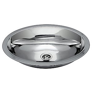 Ambassador Marine Oval Stainless Steel Round Bottom Ultra Mirror Polished Finish Sink, 17-Inch Long x 12-Inch Wide x 5 1/4-Inch Deep