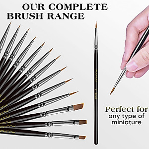 Miniature Model Paint Brushes Drybrush Set 18pcs for Effect, Fine Tip Model Painting - Professional Dry Brush Detail Paint Brushes for Tabletop & Miniature Acrylic, Watercolor, Oil Painting