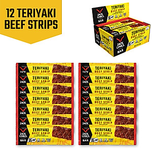 Jack Link's Jerky Bars, Teriyaki - 8g of Protein and 80 Calories, Made with Premium Beef, No added MSG - Keto Friendly and Gluten Free Snacks (Pack of 12)