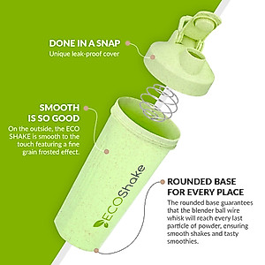 Eco Shake, your eco-friendly bottle: shaker bottle for the health-conscious & environmentally friendly. 100% biodegradable Wheat Straw, 20-ounce