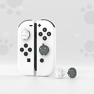 PlayVital Joystick Caps for Nintendo Switch, Thumbstick Caps for Switch Lite, Analog Cover for Switch OLED Joycon Thumb Grip Caps for Switch & Switch Lite & Switch OLED - Cutie Kitty