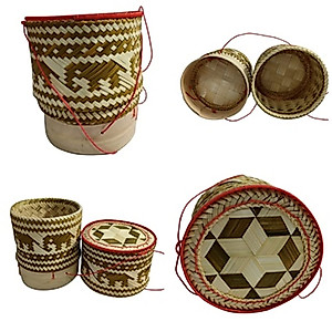 Heavens Tvcz Bamboo Sticky Laos Rice Serving Basket Elephant Handmade ''KRA-Tip'' Thai Weave Wickerwork with Vegetable Based Dye Serving Travel Picnic Keeping Sticky After Steaming Keep Sticky Warm