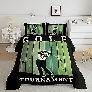 Manfei Golf Ball Comforter Set Twin Size, Outerdoor Sports Theme Bedding Set 2pcs for Kids Boys Teens Room Decor, Fashion Ball Gaming Quilt Set Soft Polyester Duvet Set with 1 Pillowcase