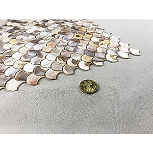 NC Mother of Pearl Tile Light Colorful Fan Scale Shell Mosaic Tile for Kitchen Backsplashes Bathroom Tiles
