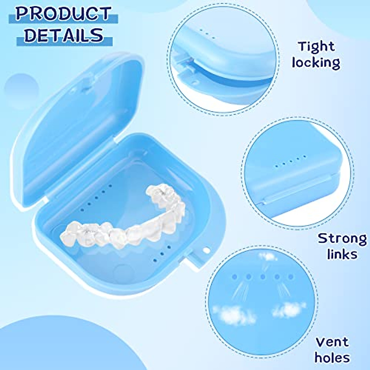 Youyole 32 Pieces Retainer Case with Vent Holes Mouth Guard Container Case Dental Storage Container Multicolor Dental Retainer Box, Yellow, Blue, Green, Pink, White, Purple, Black