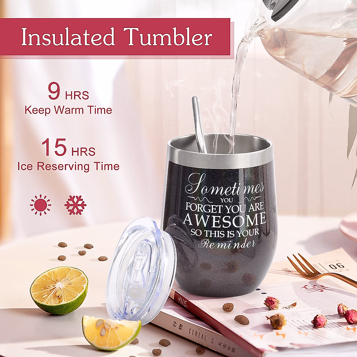 Birthday Gifts for Women, Christmas Gifts for Friends Gifts for Her Girlfriend Sister Mom Unique Gifts Box Insulated Tumbler Scented Candle StainlessSteel 12OZ