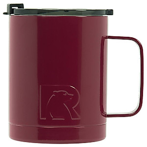 RTIC Coffee Mug, 12 oz, Maroon, Insulated Travel Stainless Steel, Hot Or Cold Drinks, with Handle & Splash Proof Lid