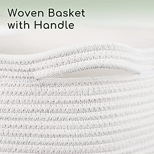 MXMHOME Large Woven Rope Basket With Handles Basket for Blankets for Living Room Large Baby Cat Dog Toy Storage Basket Wicker Woven Big Round Laundry Basket Hamper (23.6”x14.1”), XXXL, Grey