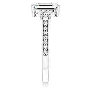 925 Silver, 10K/14K/18K Solid Gold Moissanite Engagement Ring, 2.25 CT Emerald Cut Handmade Solitaire Ring Diamond Wedding Ring for Women/Her, Anniversary Propose Gift, VVS1 Colorless