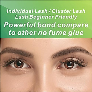 Cluster Lash Glue, Fast Drying Last 2Weeks, Lash Cluster Glue Low Fumes for Sensitive Eyes Waterproof, Lash Extension Glue for DIY at Home or Professional Salon 5ml
