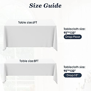 LEQEE Rectangle Tablecloth,90 * 132inch Stain and Wrinkle Resistant Polyester Table Cloth,Decorative Fabric Table Cover for Kitchen,Dinning,Party,Wedding Rectangular(White)