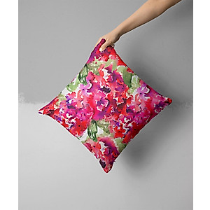 iiRov Summer Design Ink-Fuzed Decorative Throw Pillow - Tropical Hydrangea Flowers