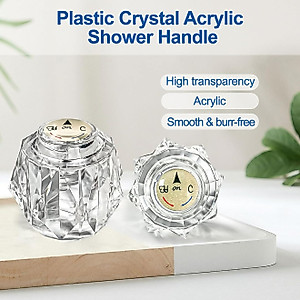 Replacement Single Clear Knob Faucet Handle Fit for Delta RP2391 with Offset Hole for Shower/Tub 2-1/2" x 2-1/8" Clear Acrylic Finish