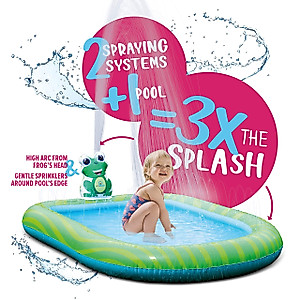 Splashin'kids 3 in 1 Inflatable Sprinkler Pool Kiddie Pool Kids Pool Toddlers Wading Swimming Outdoor Play Mat Splash Pad 9 Months and up Boys Girls Large (Small and Large Size)