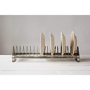 Creative Co-Op Rustic Farmhouse Metal Dish Rack with 18 Slots, Zinc Finish