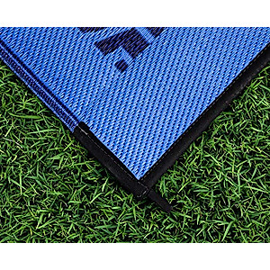 Camco 42876 6 x 9 Foot Reversible Blue Lattice Design Breathable Washable Portable Outdoor UV Coated Patio Mat Pad for Picnics, Camping, RV, Tiny Home