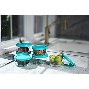 BOVADO USA 1 Cup Glass Round Dish for Storage, Mixing, Serving - Dishwasher, Freezer & Oven Safe Glass, Easy-Clean, Clear with Lid, Pack of 6 Containers