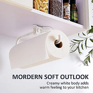 TAILI Suction Cup Paper Towel Holder Under Cabinet, No Drilling Plastic Paper Towel Rack for Kitchen, Reusable Paper Towel Hanger, Wall Mount Paper Towel Holder White