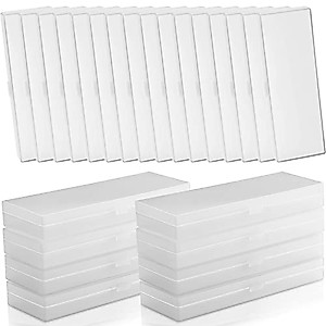 24 Pieces Plastic Pencil Case Plastic Stationery Case Frosted Clear Pencil Box Pencil Tin Pencil Holder Box with Hinged Lid and Snap Closure for Pencils Pens School Organizer Storage (White)