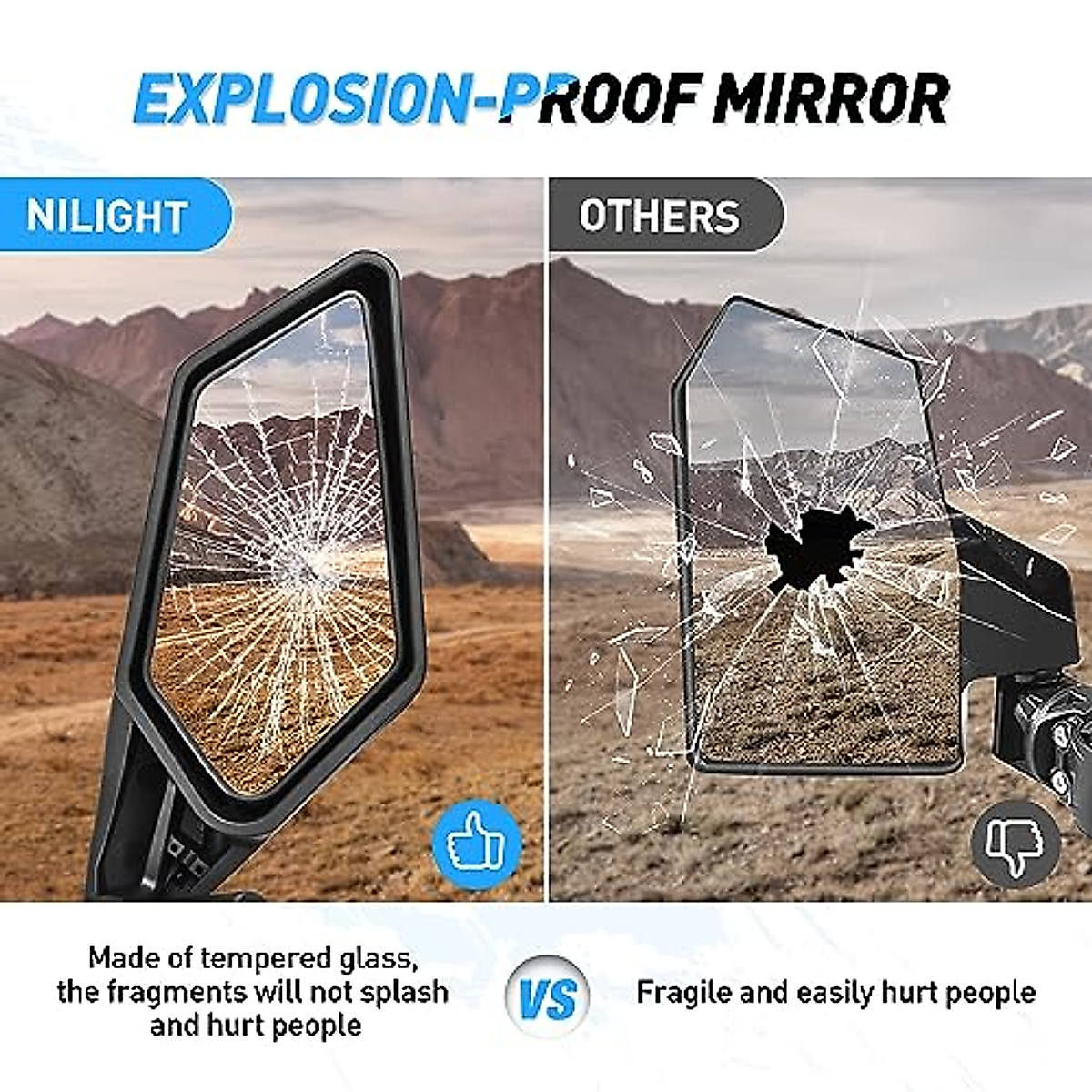 Nilight UTV Side Mirrors Aluminum X3 Rear View Mirror Upgraded 360 Degree Adjustment Compatible with 2016 2017 2018 2019 2020 2021 2022 2023 Can Am Maverick X3 Turbo R, 2 Years Warranty