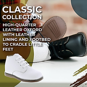 FOOTMATES Todd Lace-Up Bootie Leather Toddler and Baby Walking Shoes with Wide Toe Box and Custom-Fit Insoles, Non-Marking Outsoles, White - 3 Infant (0-12 months)