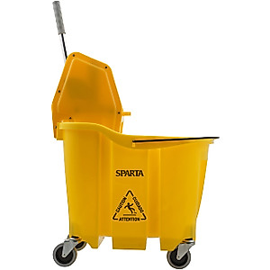 SPARTA OmniFit Mop Bucket with Down Press Wringer, Plastic, 35 Quarts, Yellow
