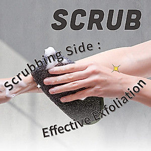 myHomeBody Dual-Textured Exfoliating Washcloth with Soft and Scrubbing Side, Body Exfoliation Luffa Wash Clothes for Bath, Shower, Durable 3 Layer Construction, Gray, 3 Pack