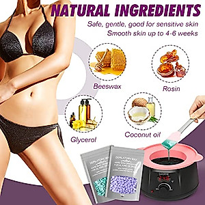Luxspire Wax Warmer for Hair Removal, Waxing Kit for Women, Digital Wax Machine with Silicone Wax Pot, 4 Pack Hard Wax Beads, Waxing Applicator, Wax Pot, Home Self Waxing Kit for Body Eyebrow Bikini