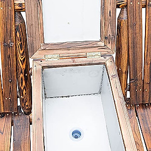 Outsunny Double Wooden Adirondack Chair with Ice Bucket, Outdoor Loveseat with High Backrest, Smooth Armrest, Rustic Brown