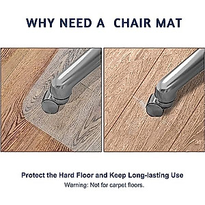 Futurwit Chair Mat for Hard Floors, 60'' x 46'' Transparent Floor Mat for Office, Plastic Desk Chair Mats, Clear Floor Protector Mat for Office, Home - Rectangle