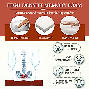 Wellsin Outdoor Chair Cushions for Patio Furniture - Patio Chair Cushions Set of 6 - Waterproof Round Corner Outdoor Seat Cushions 17"X16"X2", Brick Red