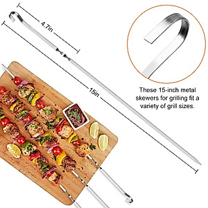 Oligei 24 PCS Metal Skewers, Kabob Skewers, Metal Skewers for Kabobs, Flat Skewers for Grilling, Reusable Metal Skewers for Grilling, Grill Skewers for BBQ, Meat and Vegetable