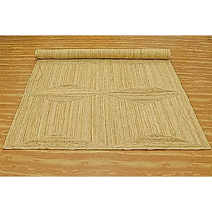 CASAVANI Collection Rectangular Area Rug - 4x6 Ft' Beige Braided Jute Rug Geometric Kilim Rug Indoor Outdoor Use Carpet Flatweave Rugs for Bedroom Dining Room Living Room