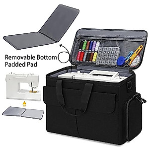 Skureay Sewing Machine Carrying Case, Universal Sewing Machine Tote Bag with Multiple Storage Pockets & Removable Thick Pad - Compatible with Most Standard Sewing Machines and Sewing Accessories