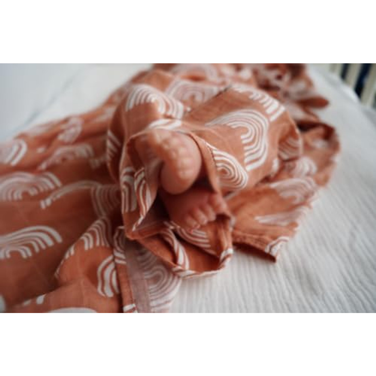 Little Jump 2 Pack (Rainbow & Sunshine) Swaddle Blanket, Silky Soft and Breathable Muslin Blankets for Girls & Boys, Baby Receiving Swaddles, Rainbow Boho Baby Essentials for Neutral (2 Pack)