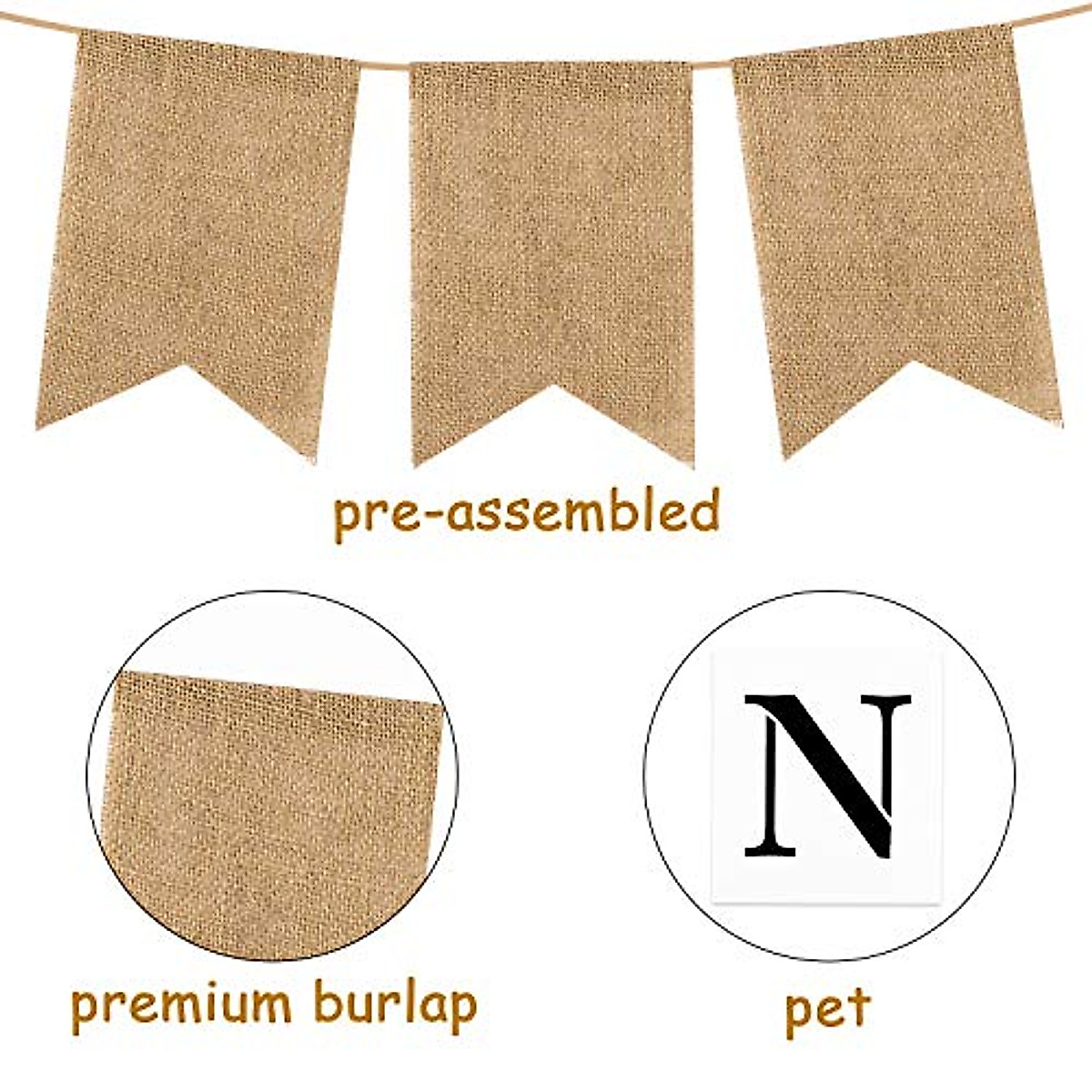 WATINC 26 Pack DIY Burlap Banner Set Include Letter Stencil, Design Swallowtail Flags for Kids and Adults, Handwriting Banner for Birthday and Independence Party, Unique Hand Draw Home Summer Decor