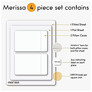Merissa Luxury 100% Egyptian Cotton Sheets 1000 Thread Count 4 Piece Extra Deep Pocket Bed Sheet Set Sateen Stripe (White, King)