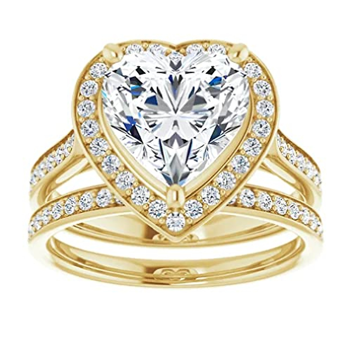 3 CT Heart Cut VVS1 Colorless Moissanite Engagement Ring Set for Women Bridal Ring Set Handmade Halo Moissanite Wedding Gifts Anniversary Promise for Love 925 Sterling Silver