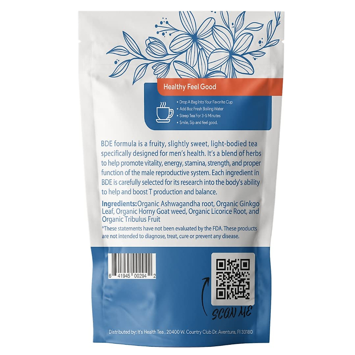 BDE Mens Energy Herbal Formula Functional Tea Blend Designed For Mens Health (3oz Loose Leaf Tea)